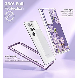 SURITCH for Samsung Galaxy S23 Ultra Case, [Built-in Screen Protector] [Dual-Layer Protection ] Full Protection Shockproof Rugged Bumper Phone Cover for Samsung S23 Ultra 6.8 Inch - Purple Cosmos