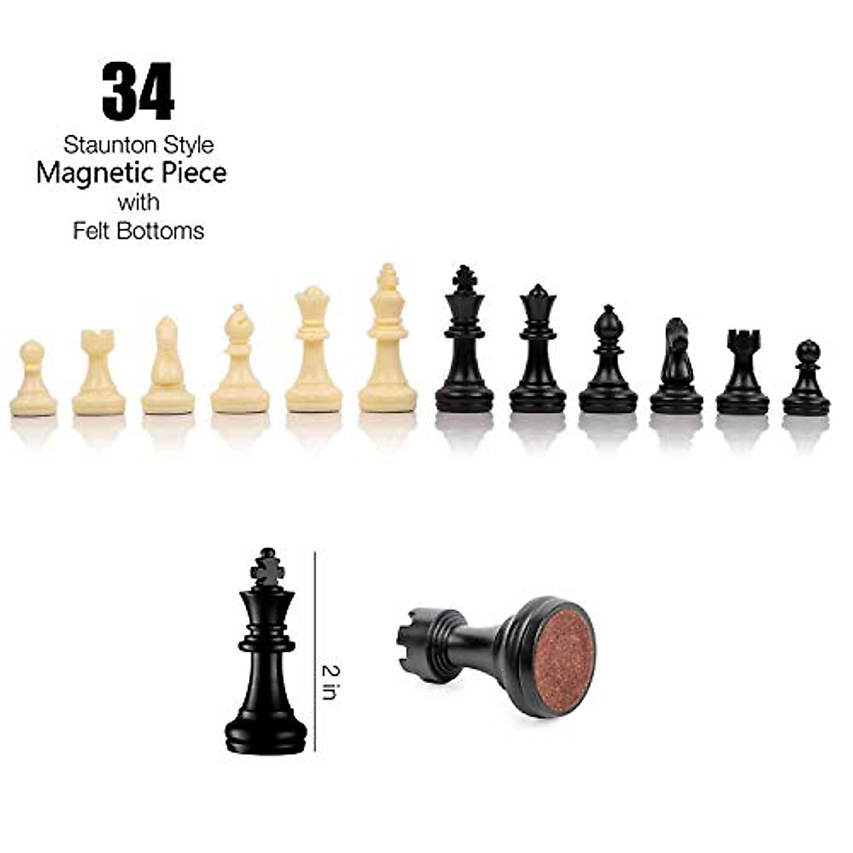 LEAP 9.8" Magnetic Chess Set Foldable Portable Game Board for Adult Travel set with 2 queens