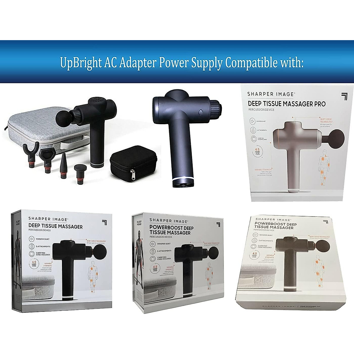 UpBright 27V AC/DC Adapter Compatible with Sharper Image 1011666 1013002 1012667 1013983 1013985 Powerboost Deep Tissue Cordless Massager Pro Percussion Device Massage Gun Power Supply Battery Charger