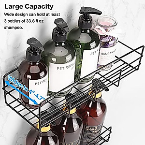 Goabroa No Drilling Shower Caddy Basket Shelf, 3 Pack Self Adhesive Shower Shelves with Soap Holder and Hooks, Multifunctional Wall Storage Organizer for Bathroom
