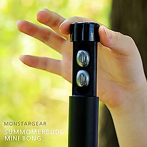 Summonerbuds Minibong Black Metal Bluetooth 5.0 True Wireless Earbuds IPX5 Waterproof, in-Ear Earphones with Microphone, Power Bank Combined Used Charger Case, Spare Charger