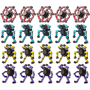 20PCS Transformable Fingertip Gyro Toy,Deformation Chain Robot Deformed Mechanical Spiral Twister Decompression Fingertip Toy Party Favors for Kids