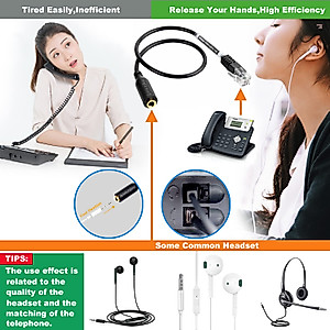VoiceJoy 3.5mm Smartphone Headset to RJ9 Adapter Compatible with Yealink T20 T21 T41G etc Phones and Grandstream GXP14XX,GXP2124, GXP2120, GXP2140 GXP2140 GXP2160 GXP2110
