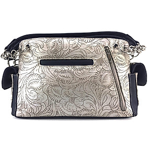 Zelris Western Turquoise Rhinestone Cross Women Conceal Carry Handbag Wallet Set (Silver)