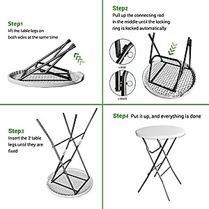 Gnomiya 32in High Top Table, Cocktail Table Granite White, Portable Bar Height Folding Table with Removable Legs, Indoor Outdoor Pub Table for Party, Wedding, Events, Commercial