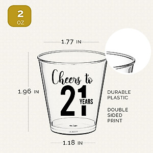 Cheers to 21 Plastic Shot Glasses 100 Pcs, 2 oz Each, 21st Birthday Shot Glass, 21 Shot Glass, 21st Birthday Party Favors, Cheers To 21 Years, 21st Birthday Shot Glasses, 21st Shot Glass for Her