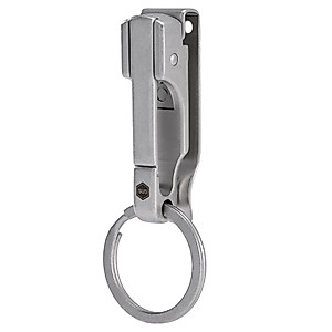 KeyUnity EDC Belt Keychain Clip Quick Release, Stainless Steel Duty Belt Key Ring Holder for Pants, Jeans, Trousers (Silver)