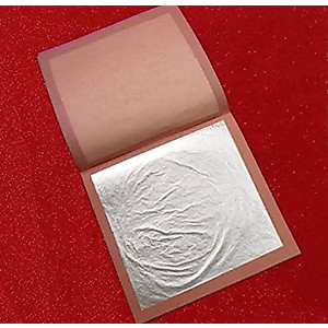 GLC Gold Leaf Silver Leaf, 99.9% Pure Silver Leaf Varakh Foils 50pcs 5'' x 3'' for Sweets Deco,Cake Baking,Chocolate,Supari,Serums,Ayurvedic Medicine,Decoration,Beauty Face Kits,Painting Art Crafts_