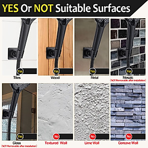 Shower Head Holder All Meta lHandheld Shower Wand Bracket Adhesive Shower Wall Mount Holder Brass Shower Spray Holder Black, Drill Free Glue Installation