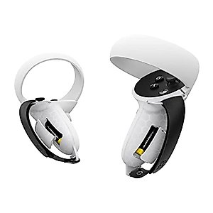 UPOK Alternative Controller Grips for Oculus/Meta Quest 2 - Accessories Battery Door Covers with Premium Adjustable Wrist Knuckle Leather Straps Fit Gym Class Basketball VR