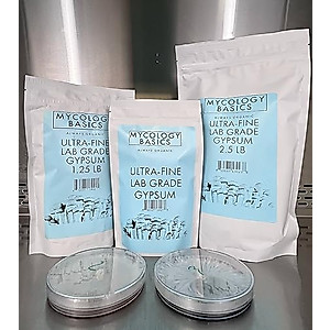 Ultra-Fine Food Grade Gypsum for Mushroom Substrates, Brewing, Tofu - No Additives, 97% Calcium Sulfate 22.5% Calcium (Ca) 18% Sulfur (S) - Packaged in HEPA Enclosure