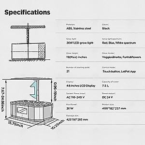 LetPot LPH-Max 21 Pods Hydroponics Growing System, [Automatic Irrigation & 3X-Faster Grow Light] Smart Hydroponics Growing System Indoor Garden, APP & WiFi Controlled Self-Managed Nurturing & Watering