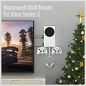 Hosanwell Xbox Series S Wall Mount, Xbox Series S Wall Mount Kit, with Detachable Controller Holder & Headphone Hanger Heat Dissipation (NOT for Xbox ONE S)