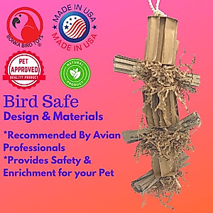 Bonka Bird Toys 3858 Duo Natural Boxy Eddy Foraging Shred Small Medium Bird Toy Cardboard Waffle Crinkly Paper Conures Parakeets African Greys and Other Similar Birds