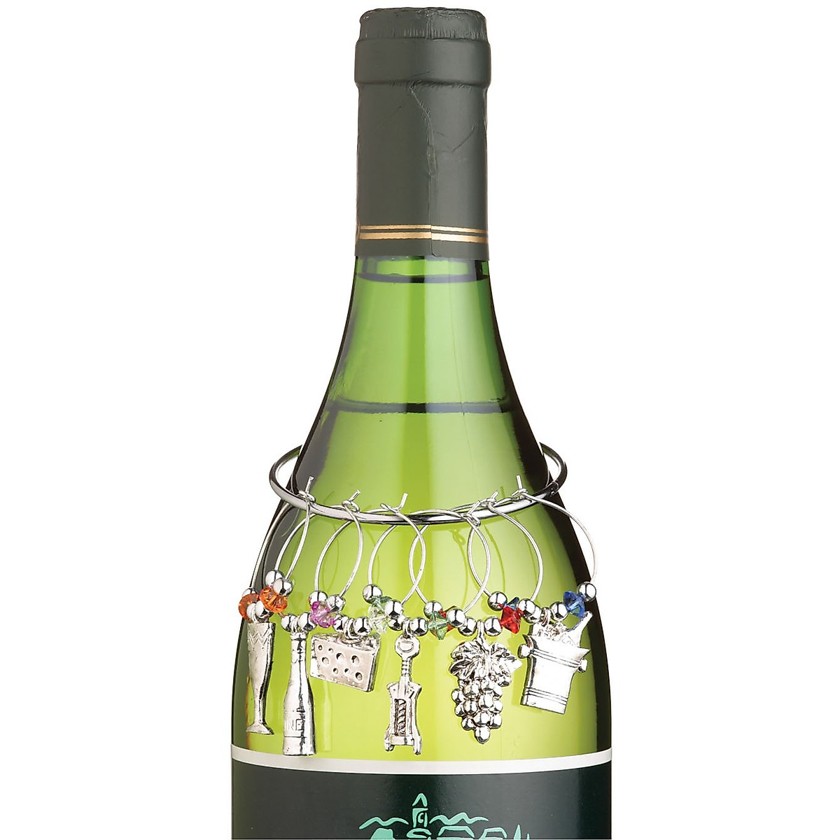 Prodyne Pewter Wine and Cheese Stemware Charm, Set of 6