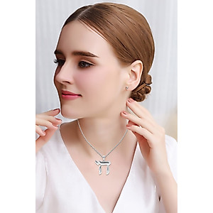 B. BRILLIANT Chai Necklace for Women Mom Sterling Silver Necklace High Polished Hebrew Jewish Life Chai Pendant, Am Yisrael Chai