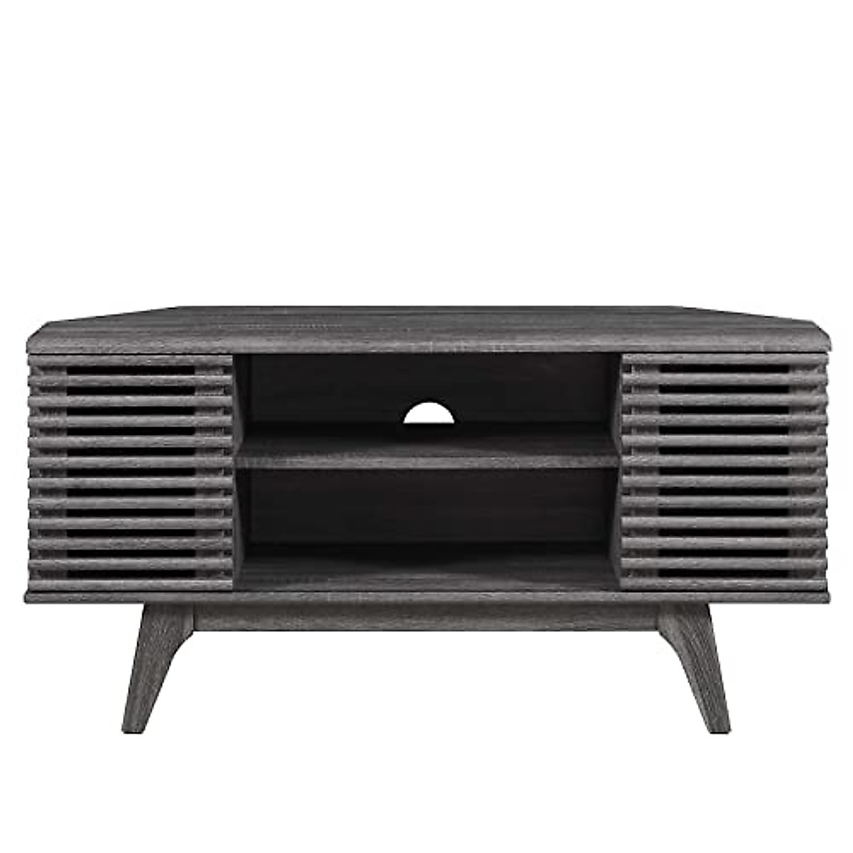 Modway Render Mid-Century Modern Low Profile 46" Corner Media TV Stand in Charcoal