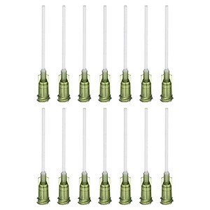 uxcell 50 Pcs 14G Plastic Dispensing Needles with Luer Lock, 1.5" PTFE Needle Tube PP Heat-Resistant Plastic Blunt Tip for Liquid Glue Gun, Olive