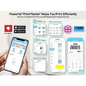 Memoqueen Label Maker Machine with 3 Roll Labels M200 Portable Label Makers, Upgrade 3 Inch Bluetooth Thermal Barcode Label Printer for Small Business/Home Use, for Retail, Logo, Labeling, Name, White