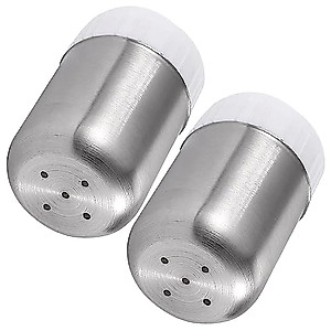 Stainless Steel Container 2PCS Salt and Pepper Shakers with Pour Holes Stainless Steel Dispenser Seasoning Bottles Condiment Jar for Kitchen Cooking Stainless Steel Containers