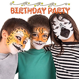 CCbeauty 180pcs Face Painting Kit for kids - 20 Water Based Kids Face Paint Non Toxic Sensitive Washable with 40+4 Reusable Stencils 6 Wood Brushes Glitter,Christmas Birthday Cosplay Costume Party