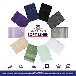American Soft Linen Salem Bath Towel Set, 100% Cotton 6 Piece Towels for Bathroom, 2 Bath Towels 2 Hand Towels 2 Washcloths, Navy Blue