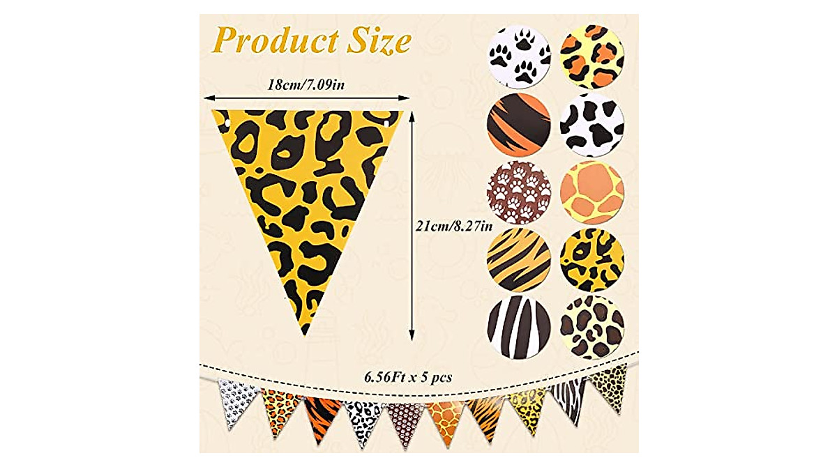 Thenshop Jungle Theme Party Supplies - 5 Pennant Banners