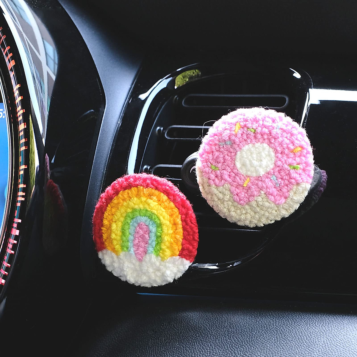 Hand U Journey Car Vent Clip Embroidery Punch Needle Kit - DIY Needlework Set for Creative Car Decor with Aromatherapy Pads and Plastic Stand