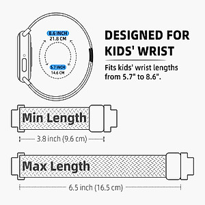 SimpleThings Braided Band Compatible with Cosmo JrTrack 3/Cosmo JrTrack 2 SE/Cosmo JrTrack 2/Cosmo JrTrack Smartwatch, 2Pack Stretchy Nylon Strap with Snap-on Clasp