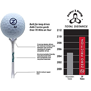 Zero Friction Golf Tee and Divot Repair Tip, Pack of 30, White