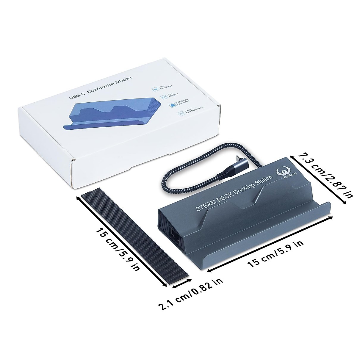 ROG Ally Dock Station 6-in-1 Docking Station for Steam Deck,Steam Deck Dock with HDMI2.0 4K@60Hz,3 USB-A 3.0, Gigabit Ethernet,100W PD Charging, USB C Hub Multiport Adapte
