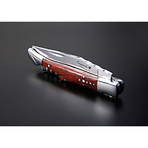 LAGUIOLE BY FLYINGCOLORS Folding Pocket Knife. Stainless Steel, Built in Corkscrew. (Wood)