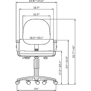 Lorell Adjustable Task Chair, 24" x 24" x 33" to 38", Black