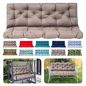 JKCJM Swing Replacement Cushions 5" Thick Waterproof Porch Swing Cushions 2-3 Seater Outdoor Swing Cushions for Outdoor Furniture,Khaki-60x40in(150x100cm)