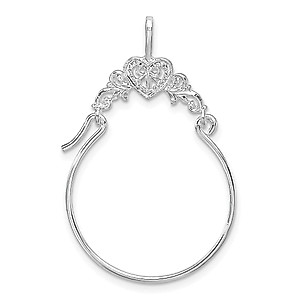 Auriga Fine Jewelry 925 Sterling Silver Heart with Scroll Charm Holder Pendant for Women (L- 1.13 Inch)