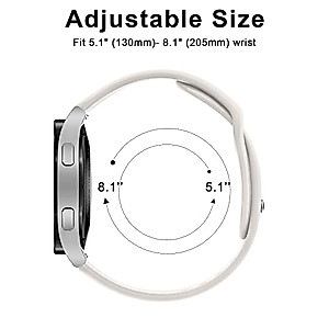 Vanjua Bands Compatible with Samsung Galaxy Watch 5 Band 40mm 44mm, Galaxy Watch 5 Pro Bands 45mm, 20mm Soft Silicone Sport Replacement Strap for Galaxy Watch 5 Band Women Men (Starlight)