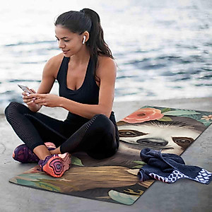 GOODOLD Funny Sloth Yoga Mat, 71 x 26 Inch Non-slip Yoga Mats Folding Travel Exercise Mat Indoor Outdoor Gym Pilates with Storage Bag for Women Men