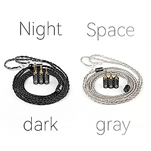 Linsoul QKZ Q1 MAX 16-Stand 352 Cores Silver-Plated HiFi Earphones Upgrade Cable with Interchangeable 2.5mm/3.5mm/4.4mm Plug Replacement Cable for Audiophile (Black, MMCX)