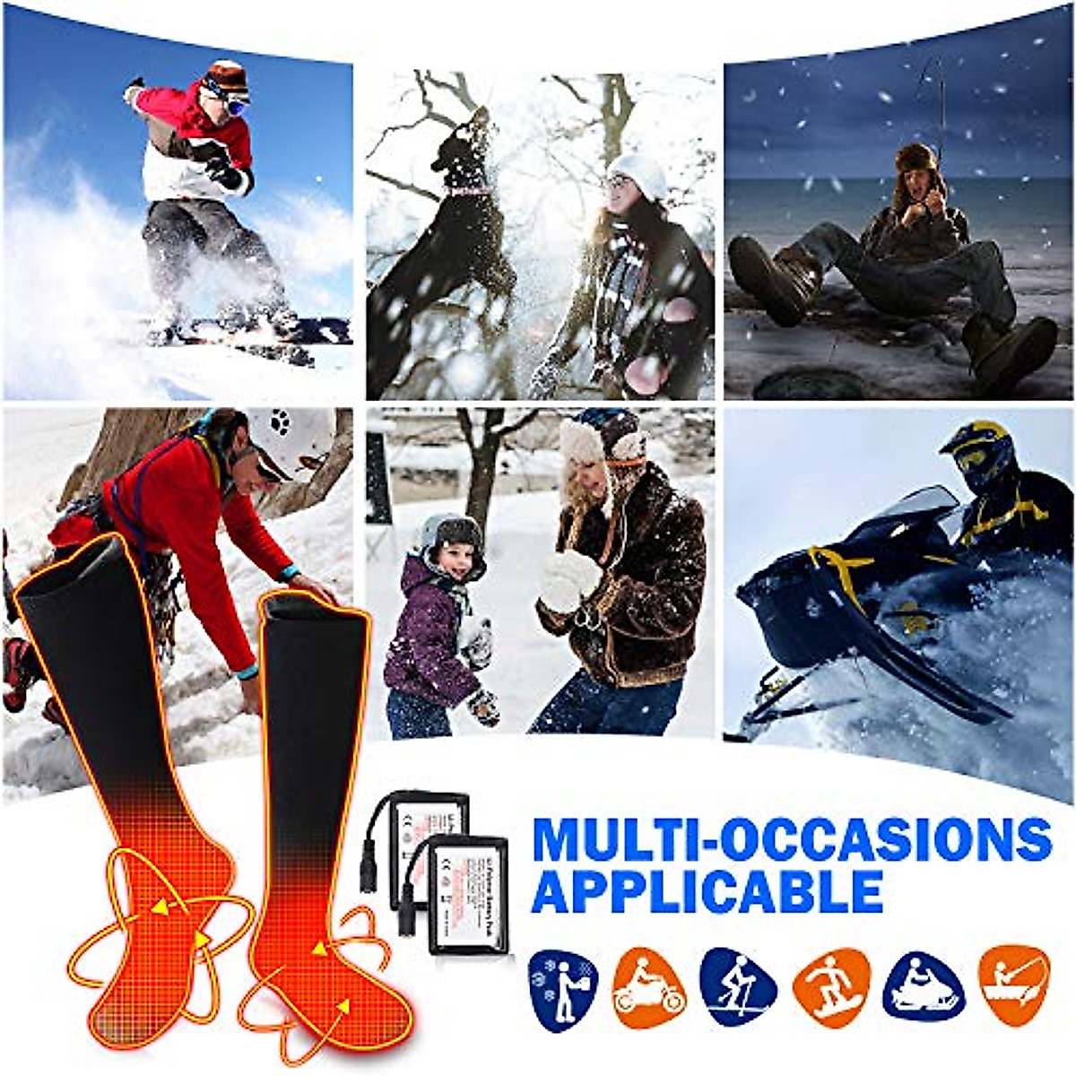 QILOVE Rechargeable Battery Pack for Heated Socks Electric Gloves (7.4V 2200mah Li-Polymer Battery Pack)