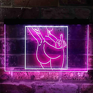 ADVPRO Bad Bitch Middle Finger FXXK Girl Room Dual Color LED Neon Sign White & Purple 24 x 16 Inches st6s64-i3799-wp