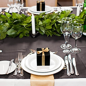 Jutom 100 Pcs Mini Favor Boxes Extra Small Candy Boxes Paper with Gold Ribbon for Birthday Graduation Baby Shower Wedding Party Supplies(3 x 3 x 3 Inch,Black)