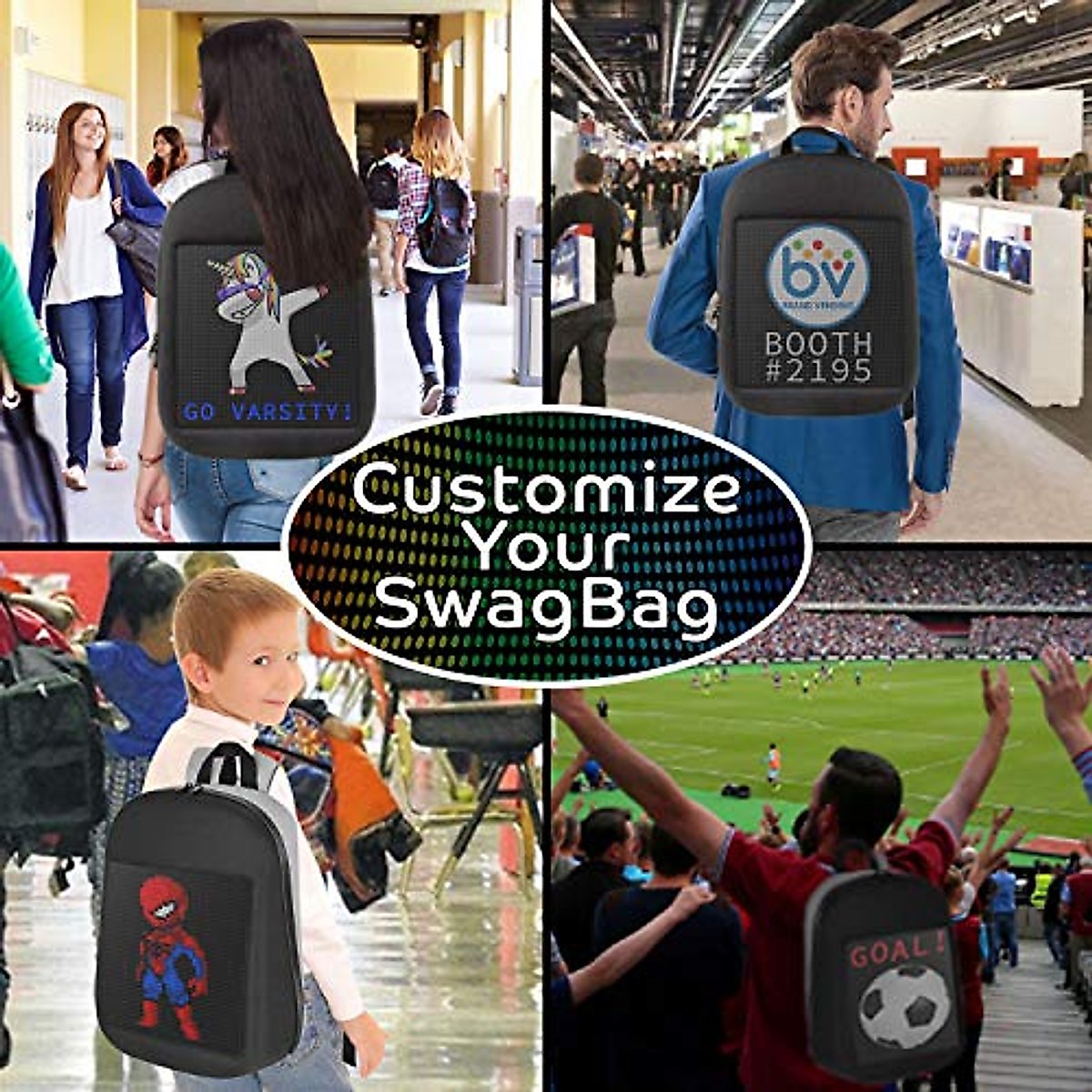 POPAR READ IT. SEE IT. BE IT. Luminous Backpack - LED Multi-Media Light Up Backpack - Includes Battery and Mobile App - Red