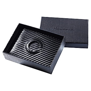 Hawanik Mens Bifold Wallet For AirTag, Slim RFID Blocking Wallet with Built-in Holder for AirTag Carbon Fiber Texture