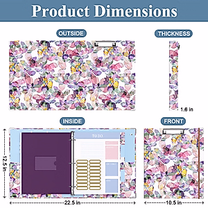ZAXMEY 3 Ring Binder, 1 Inches Round Ring Binder with Clipboard, Dividers Tabs, PVC Zipper Bag Sleeves & to Do List Planners for Women, Men, School, Office Supplies, Colorful Flower