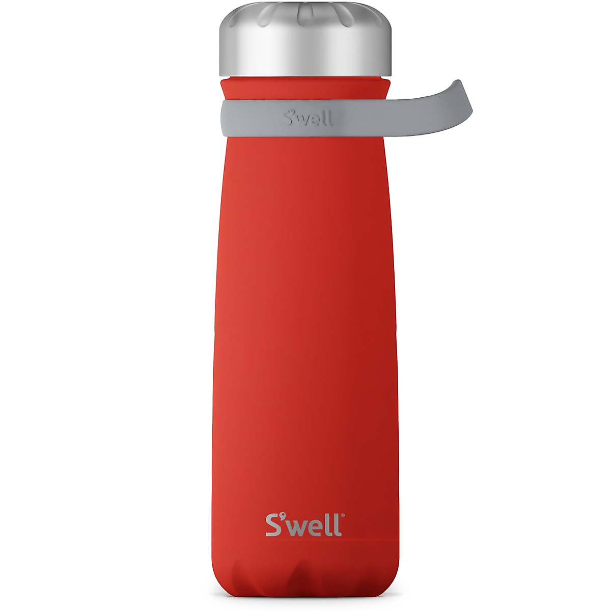 S'well Stainless Steel Traveler With Handle, 24oz, Poppy Red, Triple Layered Vacuum Insulated Containers Keeps Drinks Cold for 40 Hours and Hot for 16, BPA Free, Easy Carrying On the Go