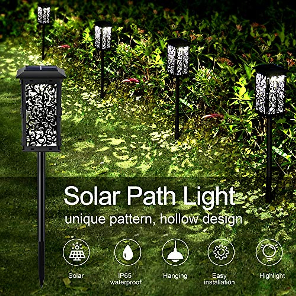 Kcvoanr Solar Garden Lights Solar Landscape Lights, IP65 Waterproof Solar Pathway Lights Outdoor, Step-Lights for Lawn, Patio, Yard, Garden, Walkway, 1 Pack & MAX 20 Lumens