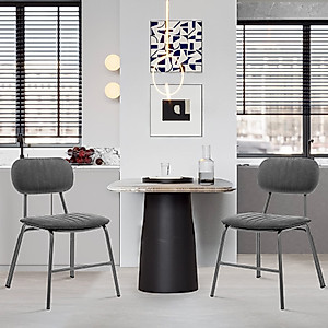 CangLong Homestripe Home Laurette Collection Modern Style PU Upholstered Dining Chair (Set of 2) with Stainless Steel Frame & Legs