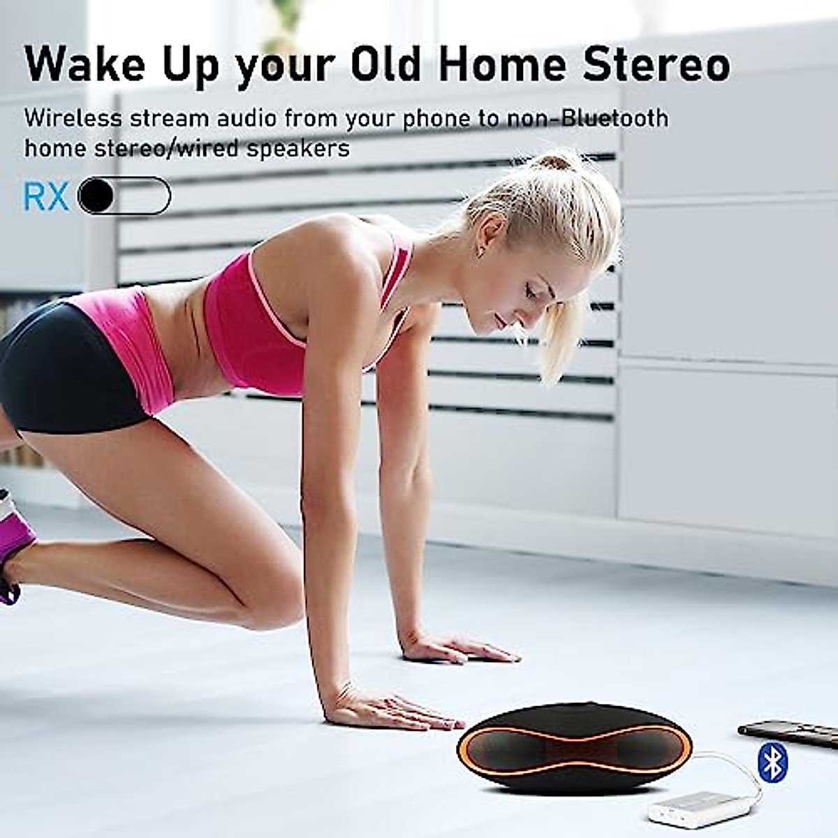 1Mii Bluetooth 5.3 Transmitter Receiver for TV to Wireless Headphones, Dual Link AptX Adaptive/Low Latency/HD Audio, Aux Bluetooth Audio Receiver Adapter for Home Stereo, Airplane, Boat, Gym