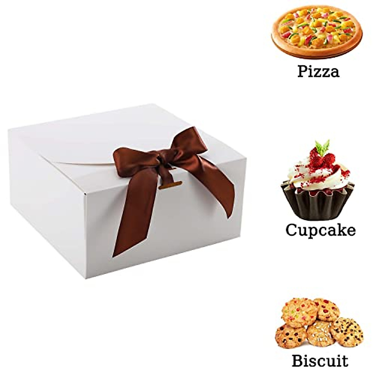 White Gift Box 10 Pack 6.7x6.7x3.5 Inches,Gift Boxes with Ribbons,Bridesmaid Proposal Boxes, Gift Boxes with Lids for Presents, Birthdays,Wedding,Baby Showers,Valentine's Day,Christmas