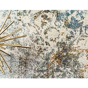 Unique Loom Baracoa Collection Area Rug - Panamericana (5' 5" x 8' Rectangle, Cream/ Blue)